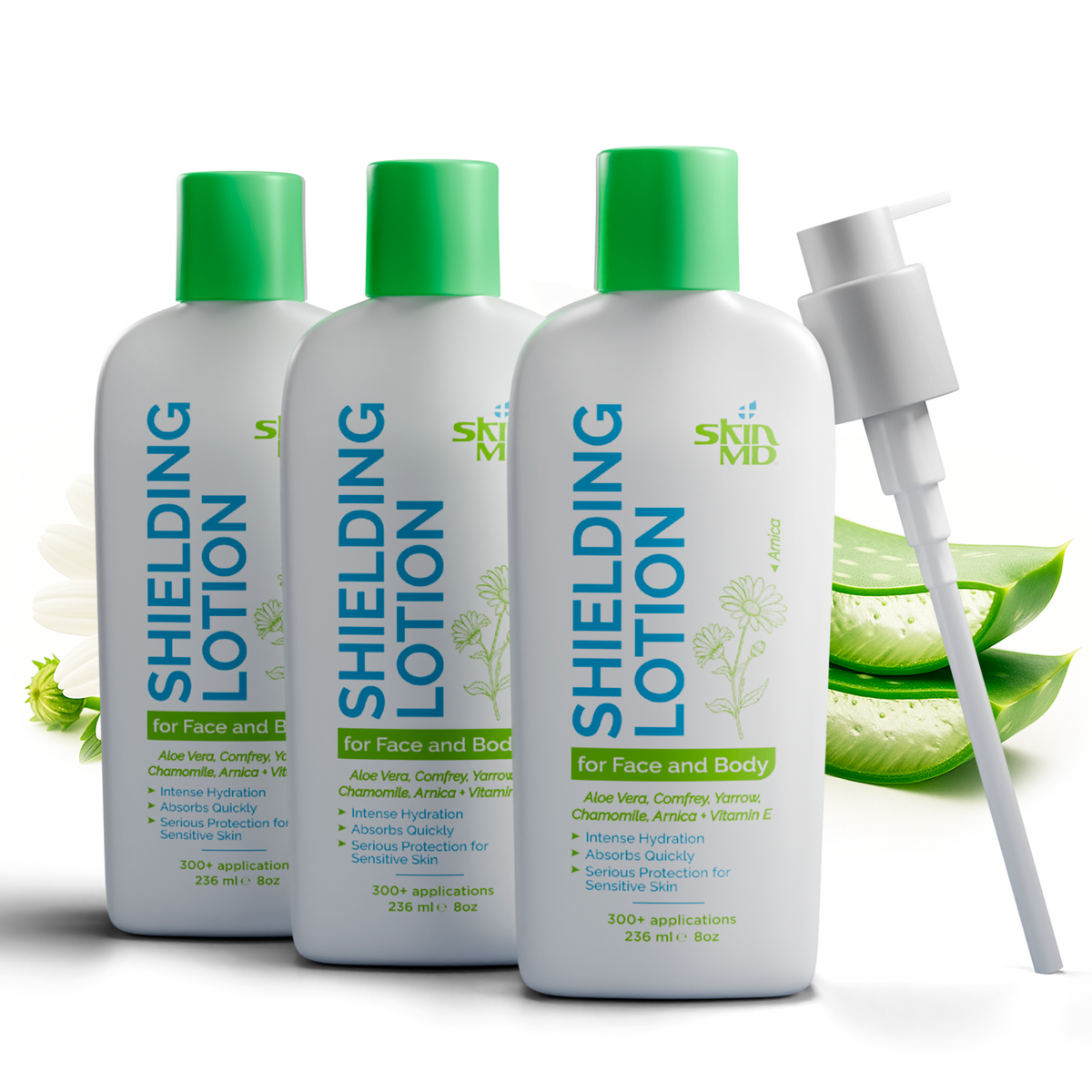 Skin MD Shielding Lotion 3 pack 8oz with Pump – SkinMD Online Store